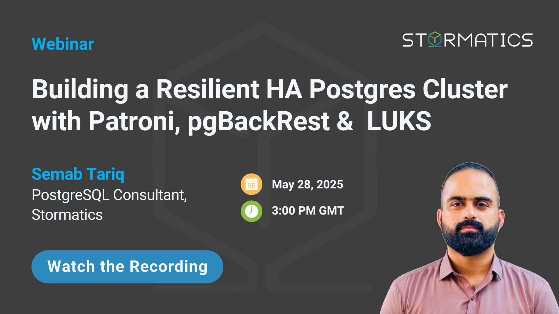 Webinar | Building a Resilient HA Postgres Cluster with Patroni, pgBackRest & LUKS